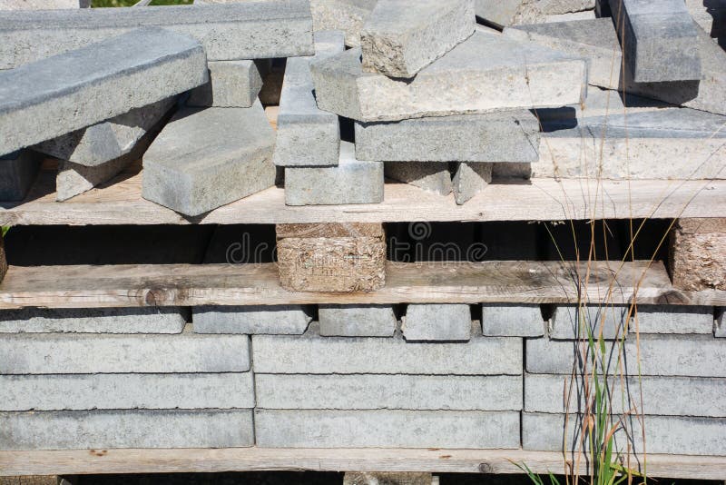 Prefabricated Concrete Slabs Stacked on a Stack or on a Pallet Stock ...