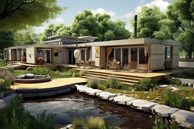 Prefabricated Modular Eco-friendly Homes Stock Illustration ...