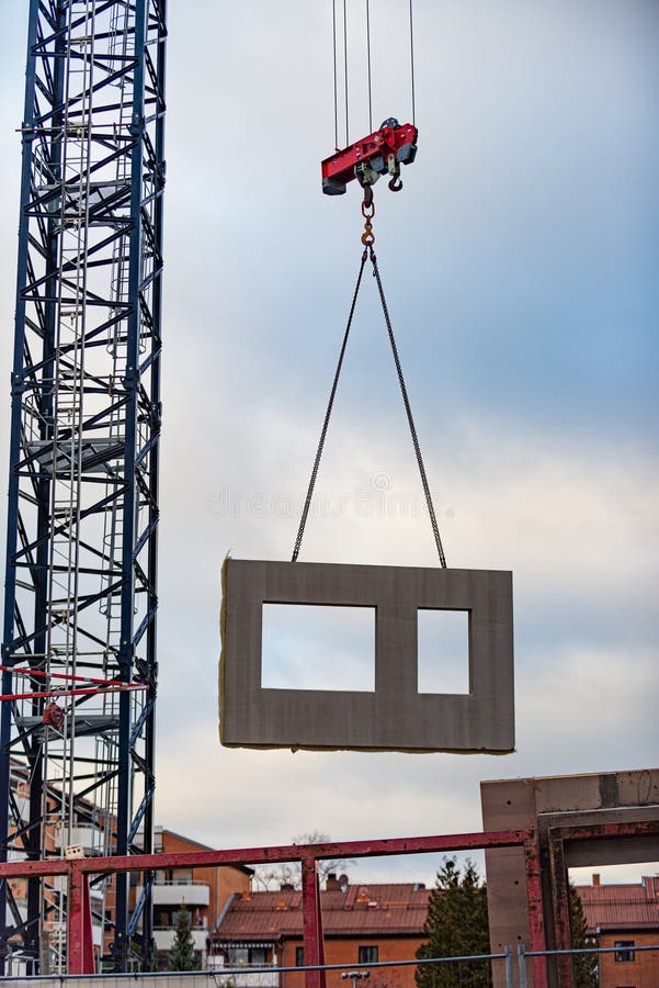 Prefabricated Wall Panels Being Installed. Stock Image - Image of ...