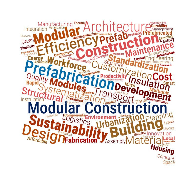 Prefabrication and Modular Construction Word Cloud Stock Image - Image ...