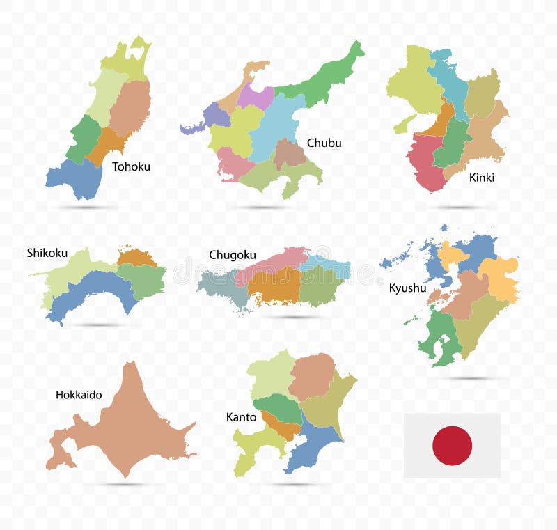 Prefectures Maps of Japan stock vector. Illustration of kagawa - 249555883