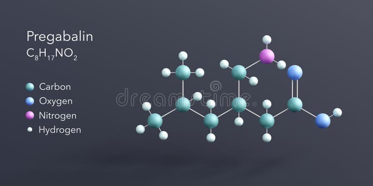 Pregabalin Molecule 3d Rendering, Flat Molecular Structure with ...