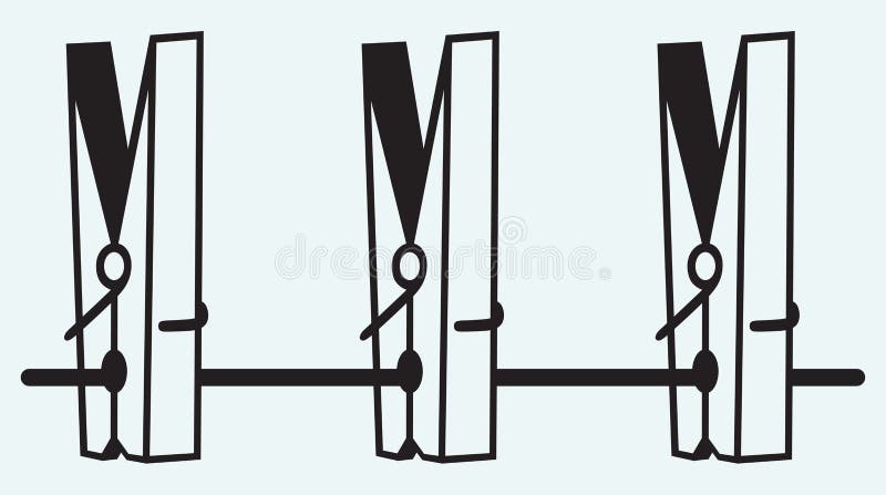 Pregadores De Roupa Na Corda Ilustração do Vetor - Ilustração de ...