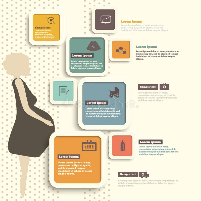 Pregnancy and Birth Infographics, Icon Set Stock Vector - Illustration ...