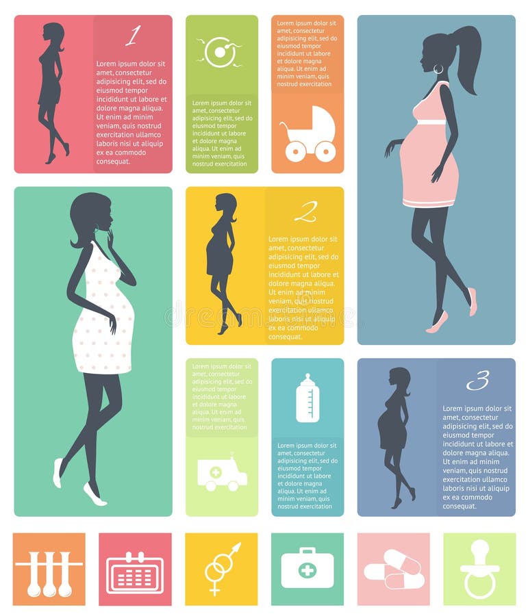 Pregnancy And Birth Infographics Icon Set Stock Vector Illustration