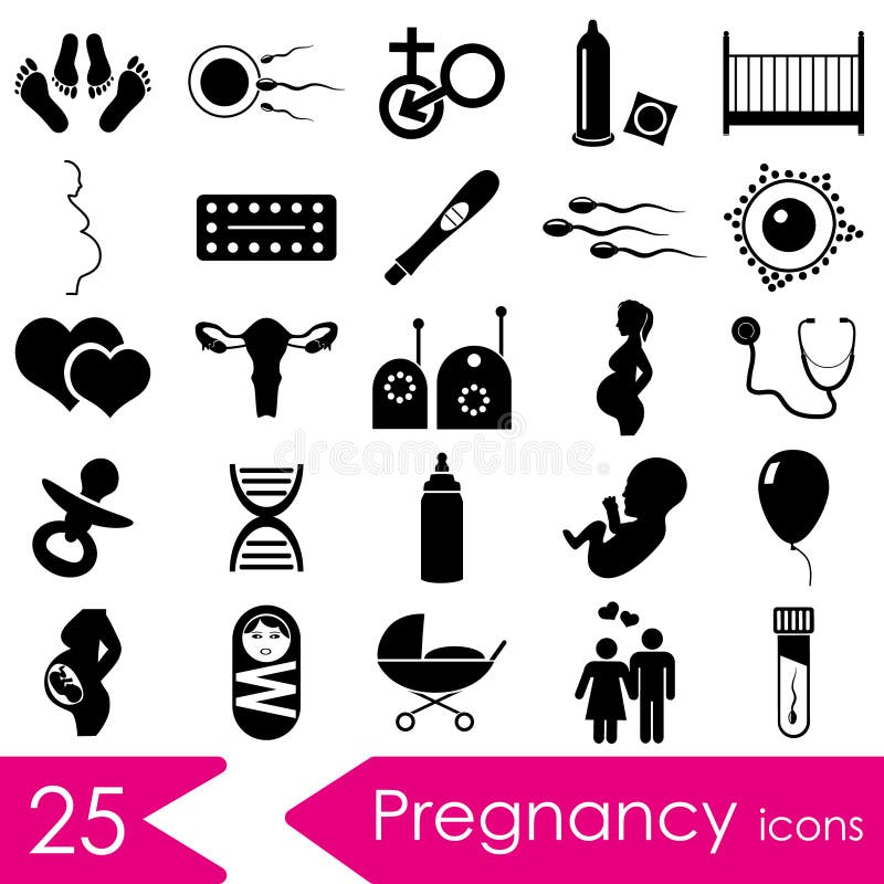 Pregnancy and Having Baby Big Set of Icons Eps10 Stock Vector ...