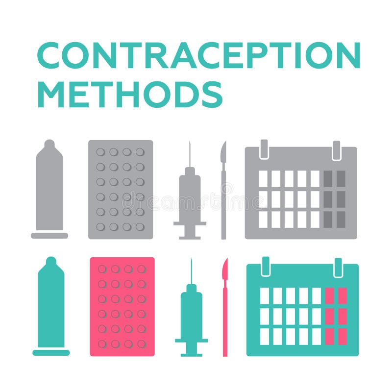 Pregnancy Icons Set, Contraception Stock Illustration - Illustration of ...
