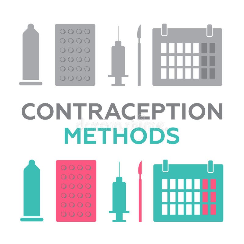 Pregnancy Icons Set, Contraception Stock Illustration - Illustration of ...
