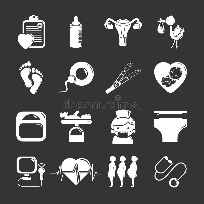 Pregnancy Icons Set Grey Vector Stock Vector Illustration Of Girl