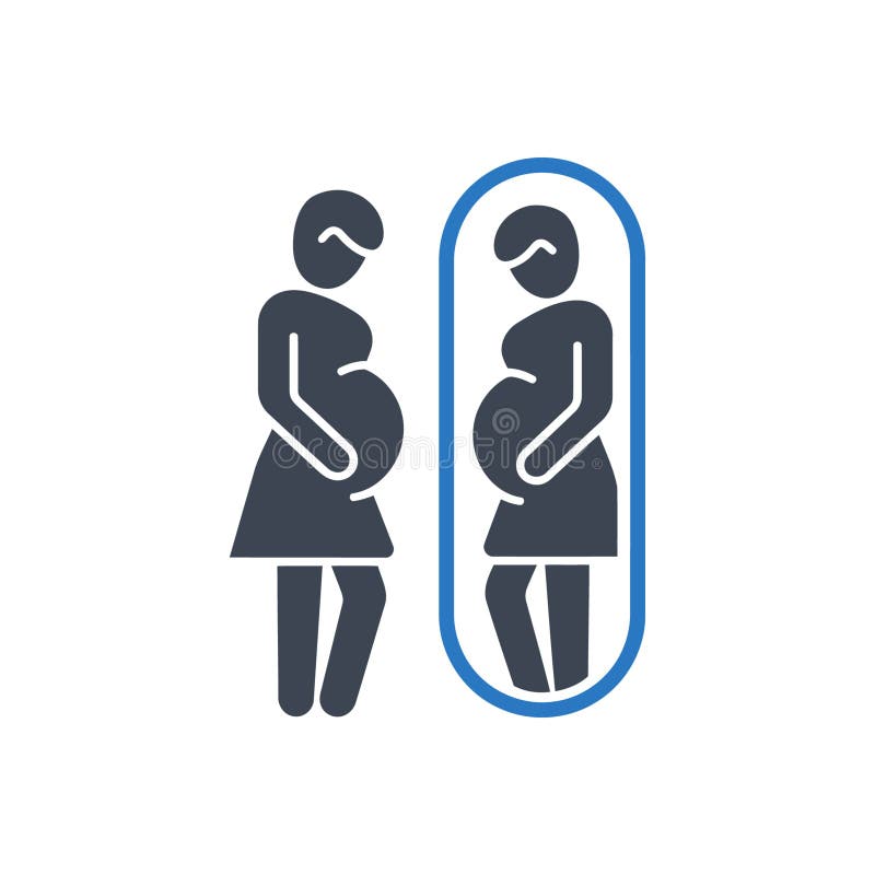 Pregnancy Mirror Reflection Icon Stock Illustration - Illustration of ...