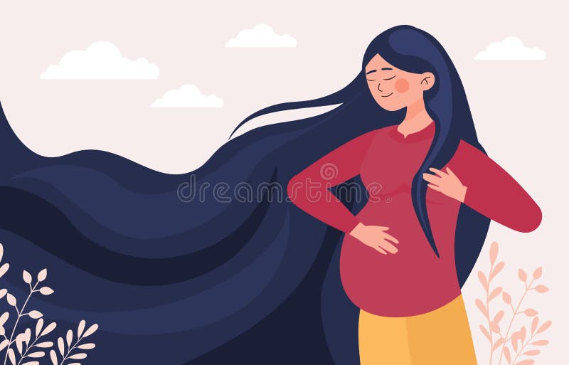 Pregnancy And Motherhood Concept Stock Vector Illustration Of Long