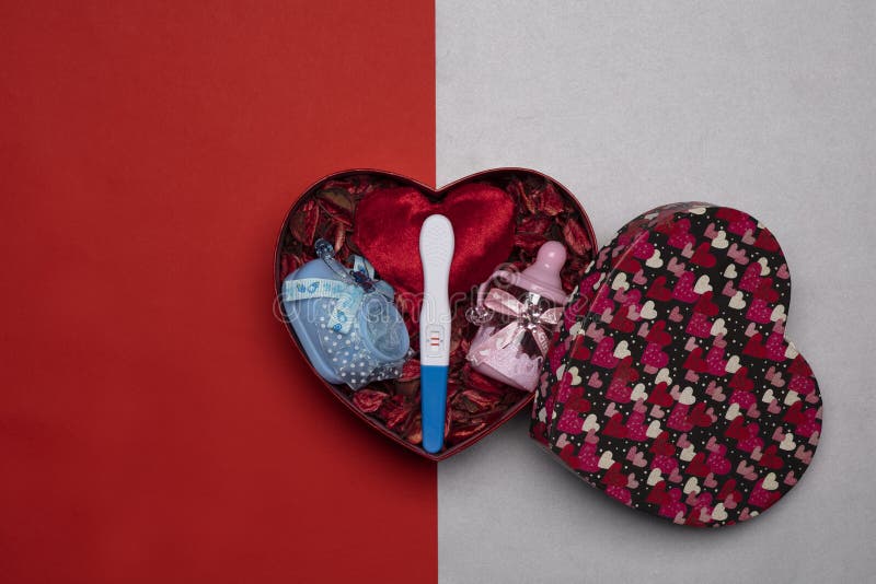 Pregnancy Test in a Heart Gift Box Stock Photo - Image of girl, life ...