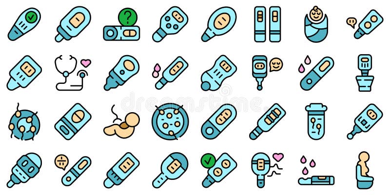 Pregnancy Test Icons Set Vector Flat Stock Vector - Illustration of ...