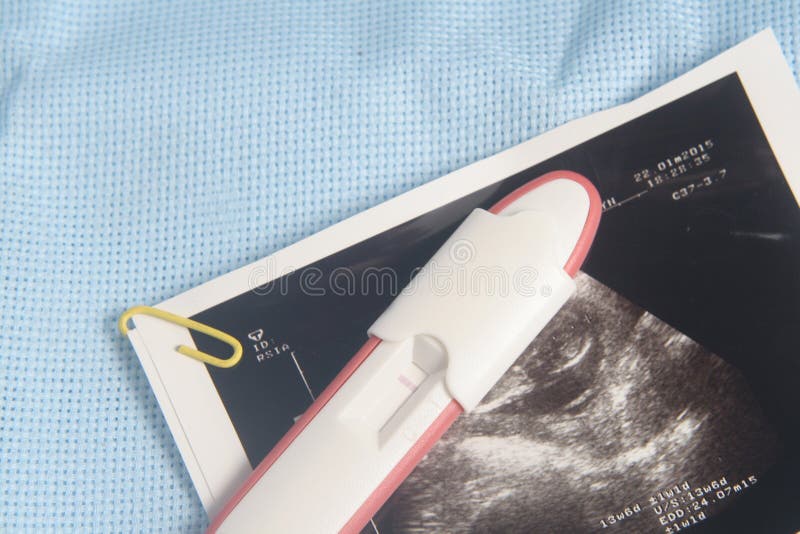 Pregnancy Test Pack at Blue Background Stock Photo - Image of health ...