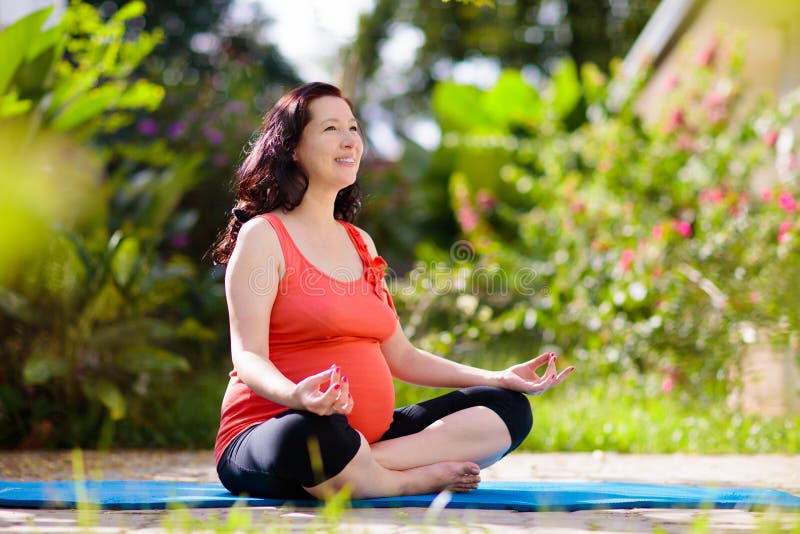Pregnancy Yoga Exercise For Pregnant Woman Stock Image Image Of