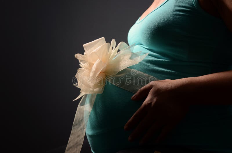 Pregnant Belly With A Ribbon Stock Image - Image of life, portrait ...