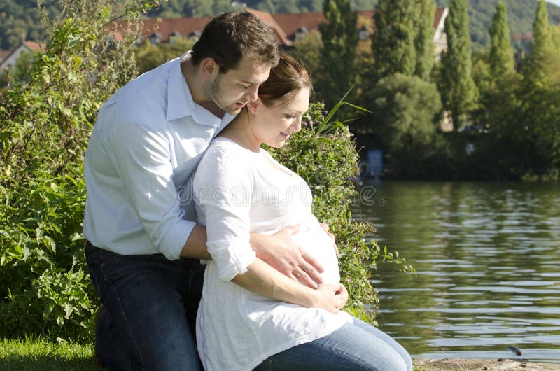 Pregnant couple hugging stock image. Image of care, healthy - 21483121