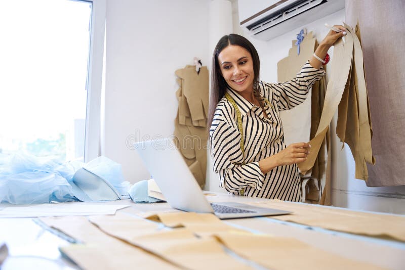 Pregnant Female at the Workplace in a Sewing Studio Stock Image - Image ...
