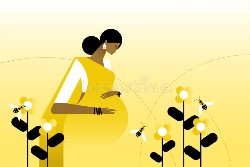 An Indian Pregnant Woman Standing in a Garden Stock Vector ...