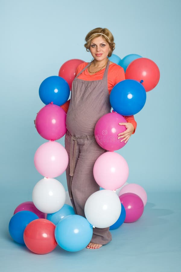 Pregnant Woman with Balloons Stock Photo - Image of expectant, gravid ...