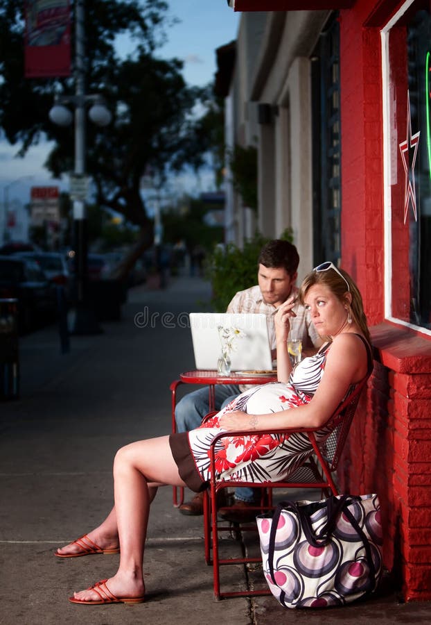 Pregnant Woman Ignored by Partner Stock Image - Image of chat, parent ...