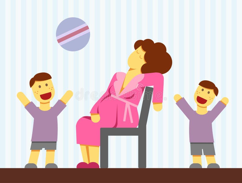 Pregnant Woman with Older Children Stock Vector - Illustration of ...