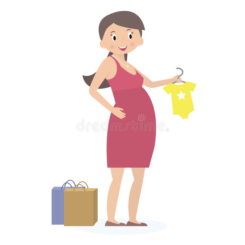 Pregnant Woman On Shopping Expectation Concept Flat Style Vector