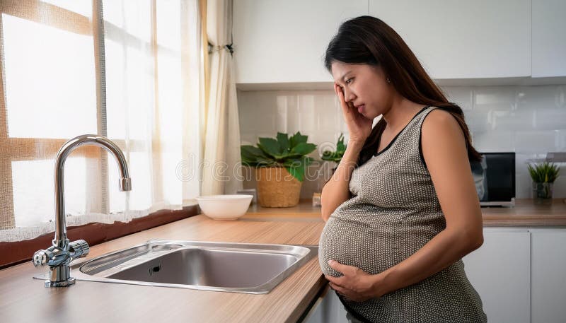 Pregnant Woman Feeling Unwell Stock Illustration - Illustration of ...