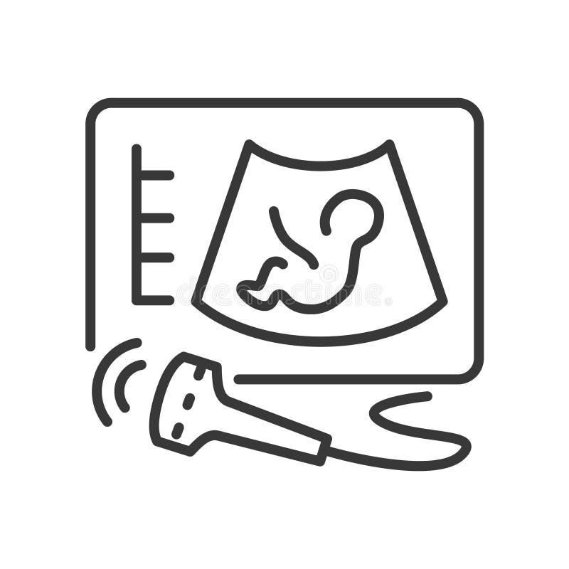 Pregnant Woman Ultrasound - Vector Line Design Single Isolated Icon ... Pregnant Woman Ultrasound - Vector Line Design Single Isolated Icon ...
