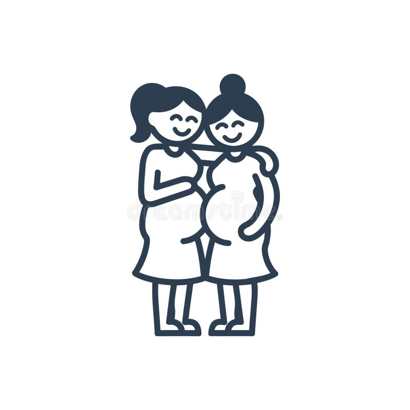Pregnant Women Hugging Icon Stock Illustration - Illustration of ...