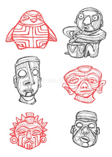 Prehispanic Symbols Hand Drawn Illustration Stock Vector - Illustration ...