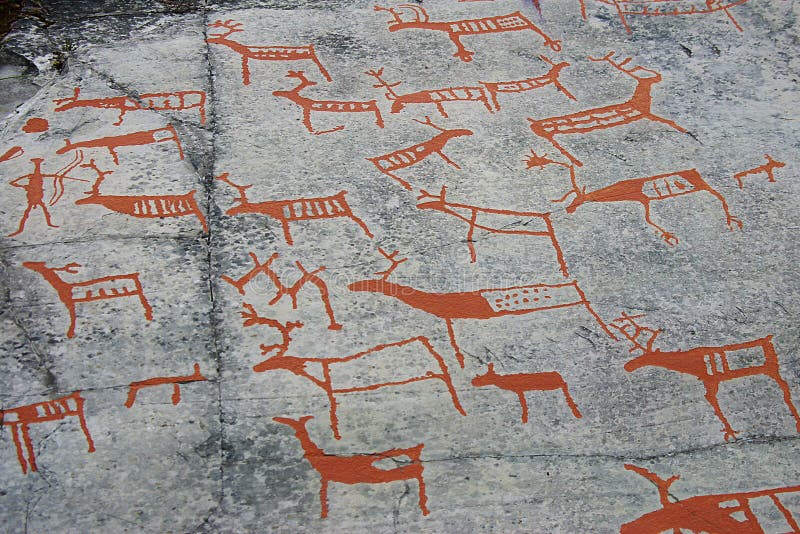 Prehistoric Hunter - Cave Painting Reproduction Stock Illustration ...