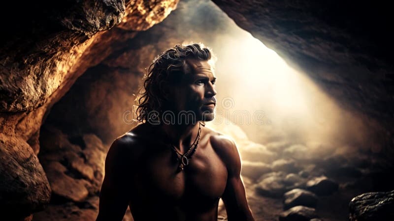 Prehistoric Caveman in a Cave Stock Video - Video of neanderthal, stone ...