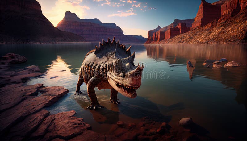Prehistoric Creature in Water, Ai Generated Stock Illustration ...