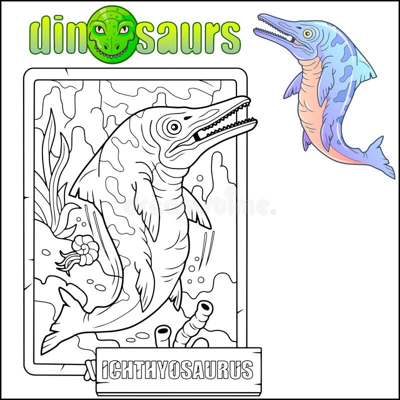 Dinosaur Ichthyosaur Coloring Book Stock Vector - Illustration of ...