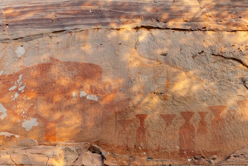 Prehistoric Drawing on a Cave Wall Stock Image - Image of people ...