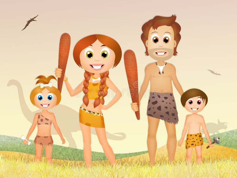 Prehistoric family stock illustration. Illustration of history - 52871229