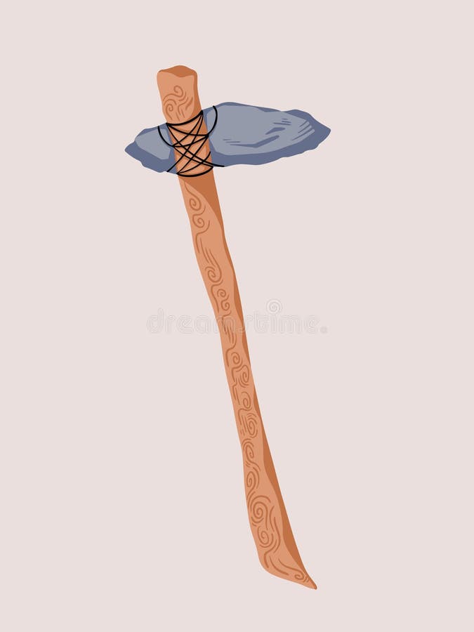 Prehistoric Stone Axe. First Human Tool Vector Drawing. Stock Vector ...