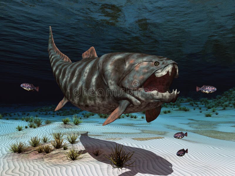 Prehistoric Fish Dunkleosteus on the Hunt Stock Illustration ...