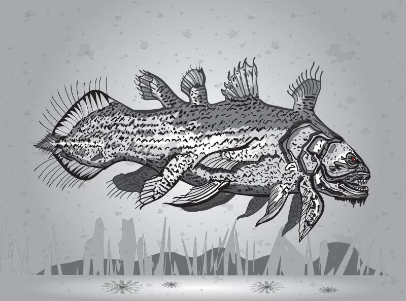 Prehistoric fish stock vector. Illustration of seaweed - 40118739