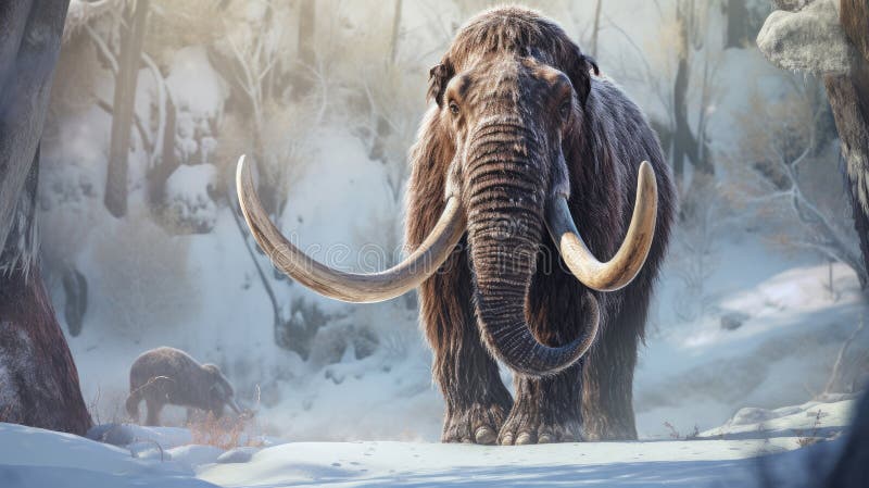 A Prehistoric Mammoth in Ice Age. Elephant Mammoth Stock Illustration ...