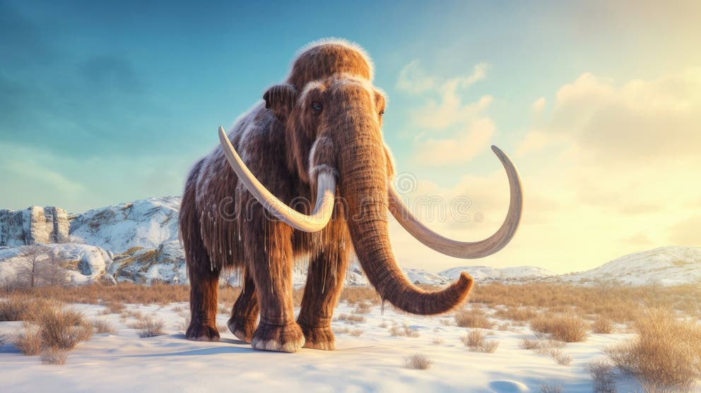 A Prehistoric Mammoth in Ice Age. Elephant Mammoth Stock Illustration ...