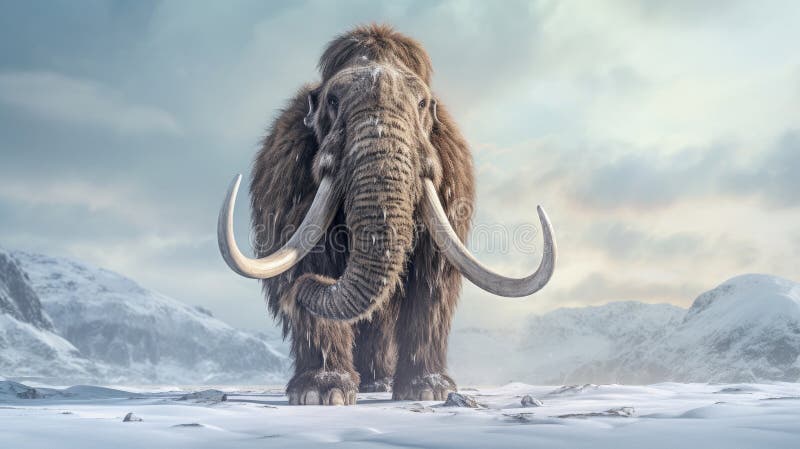 A Prehistoric Mammoth in Ice Age. Elephant Mammoth Stock Illustration ...