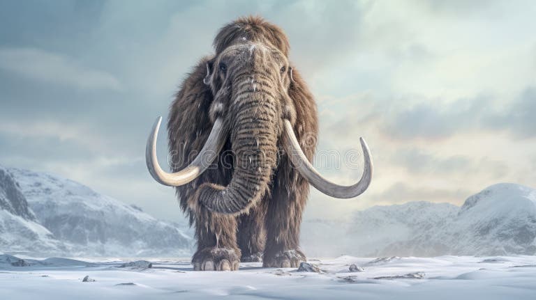 A Prehistoric Mammoth in Ice Age. Elephant Mammoth Stock Illustration ...