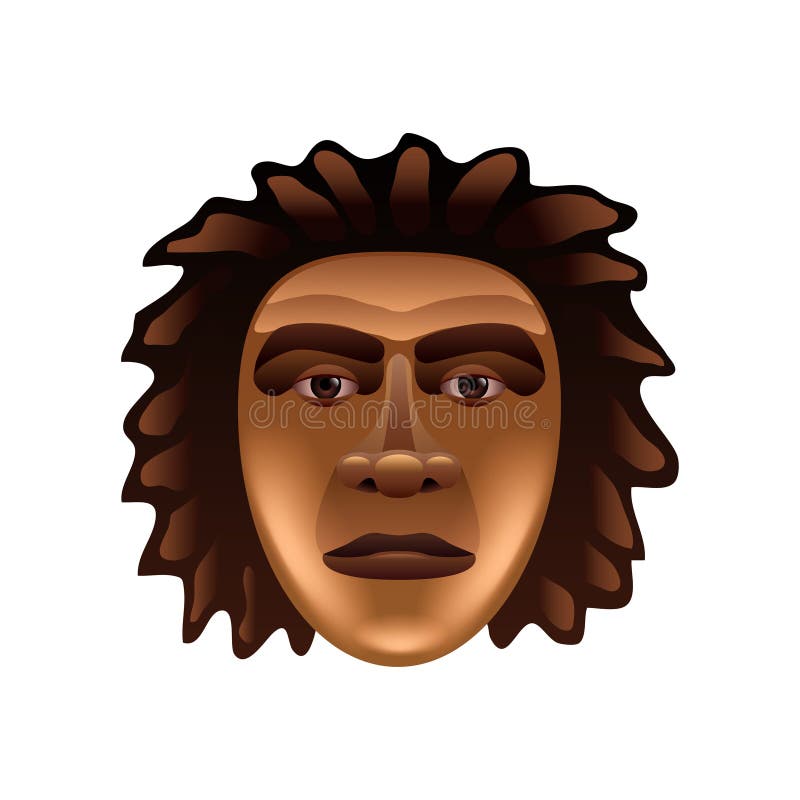 Prehistoric Man Face on White Vector Stock Vector - Illustration of ...