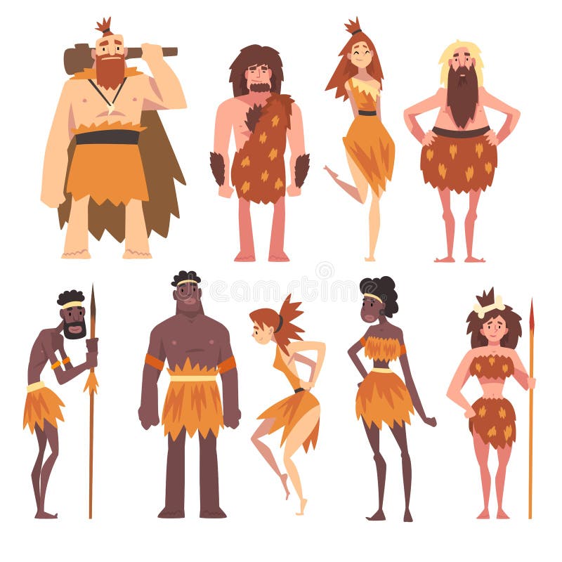 Primitive People and Stone Age Symbols Set, Prehistoric Family, Mammoth ... Primitive People and Stone Age Symbols Set, Prehistoric Family, Mammoth ...