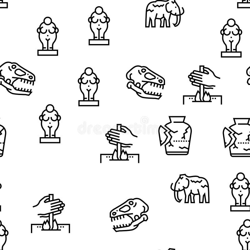 Prehistoric Period Vector Seamless Pattern Stock Vector - Illustration ...