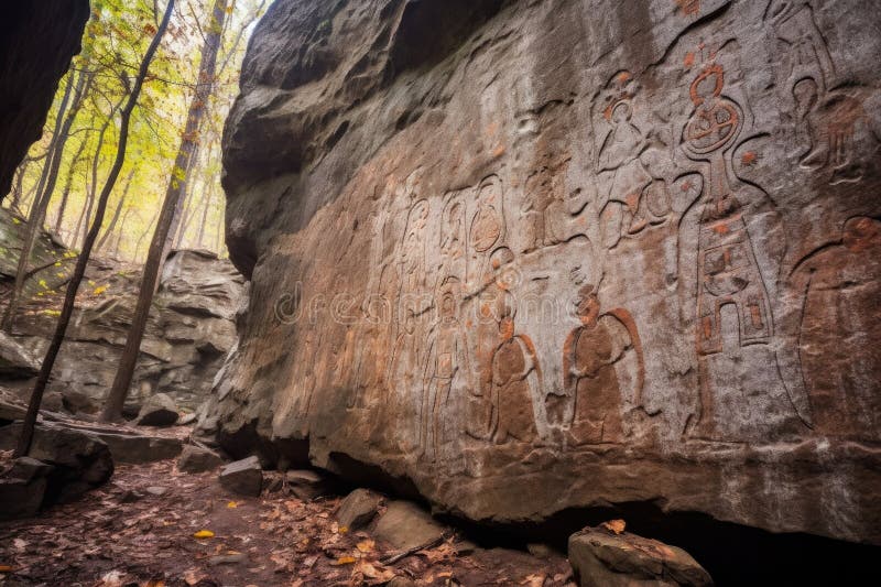 Prehistoric Petroglyphs on a Cave Wall Stock Illustration ...