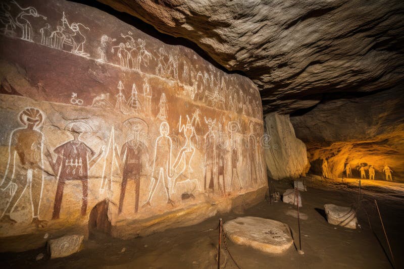 Prehistoric Petroglyphs on a Cave Wall Stock Illustration ...