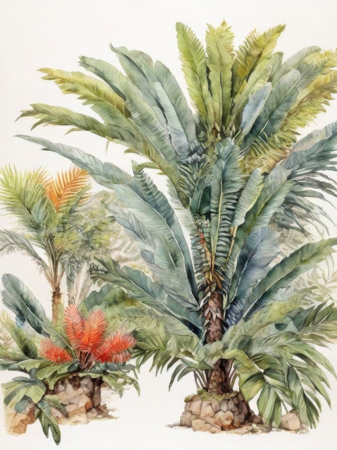 Prehistoric Plants Botanical Illustration Stock Image - Image of ...